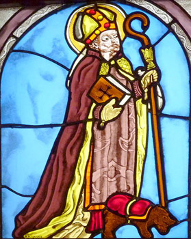 Stained Glass with Madonna and Eight Saints